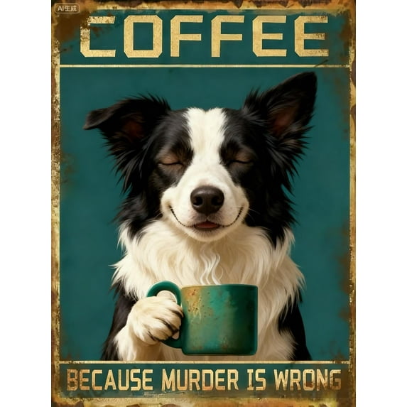 Border Collie Diamond Art Painting Kits for Adults 5D Coffee Because ...