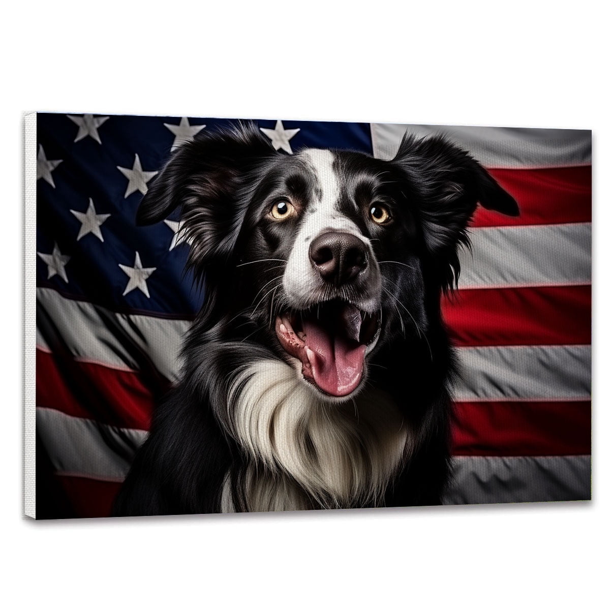 Border Collie Dog American Flag Canvas Poster Wall Art Dog Pictures for ...