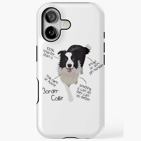 Border Collie Dog Art Protective Case for iPhone 11 12 13 14 15 16 17 ...