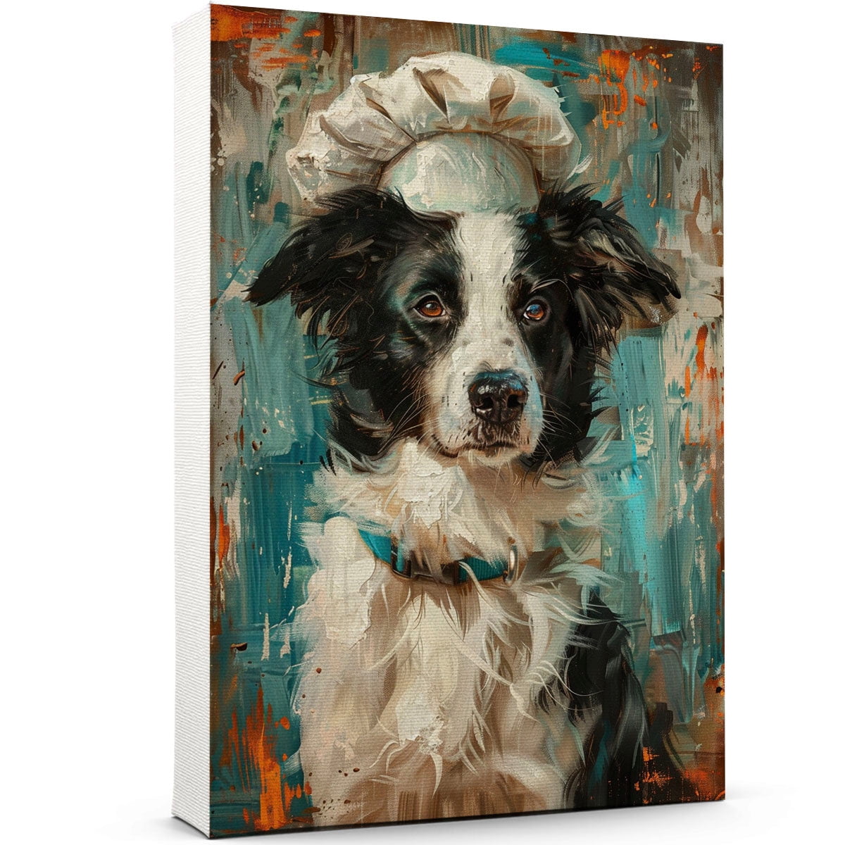 Border Collie Dog Chef Poster, Border Collie Dog Cooking Food Canvas ...