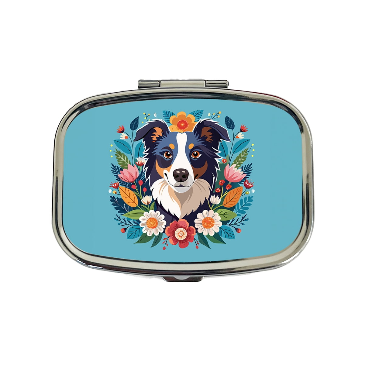Border Collie Dog Floral Flowers Small Travel Handbag Pill Box Case ...
