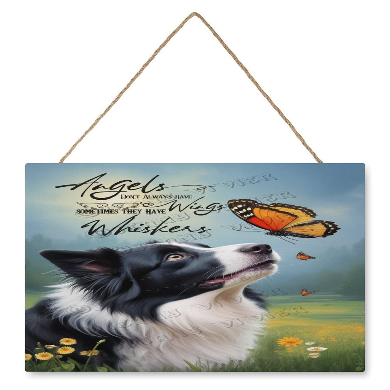 Border Collie Dog Decoration, Hanging Wood Sign Home Decorative, Plaque ...