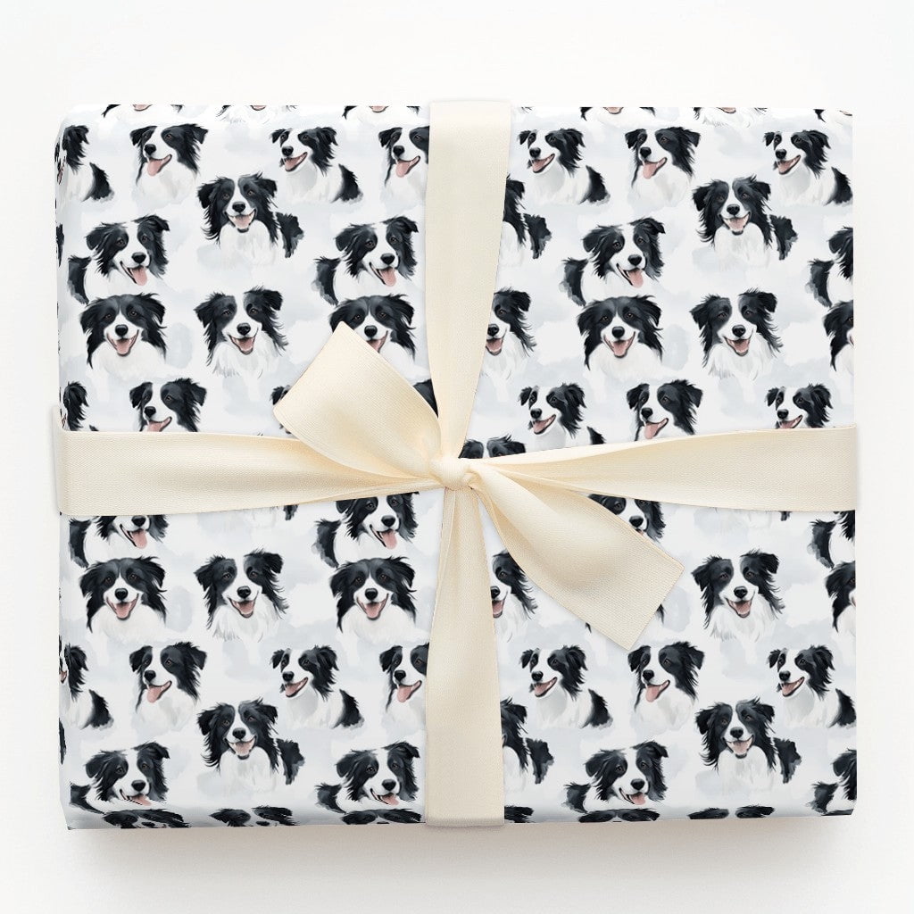 Border Collie Dog Pattern Black and White Gift Wrapping Paper - Walmart.com