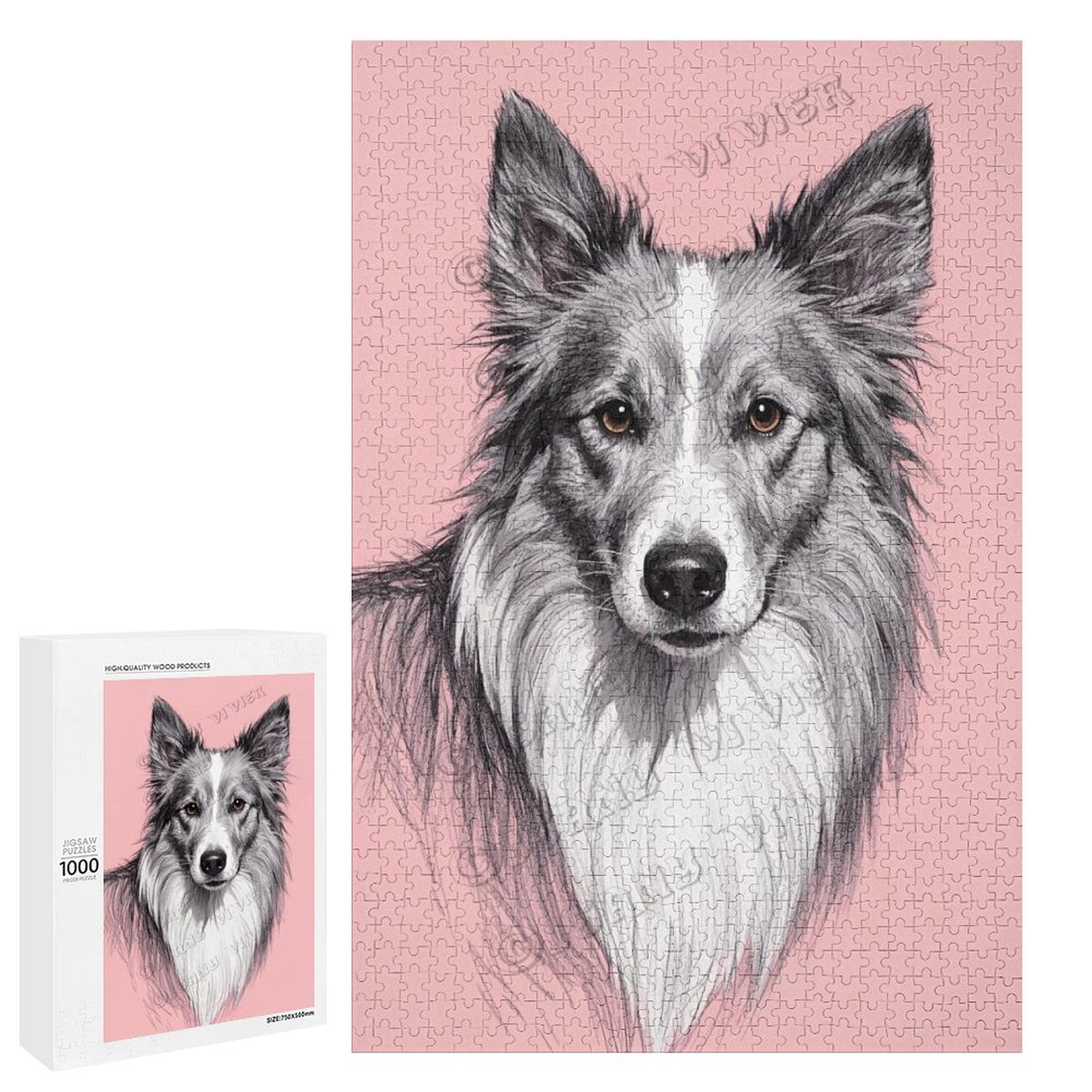 Border Collie Dog Portrait 1000 Piece Jigsaw Puzzle | Relaxing Puzzle ...
