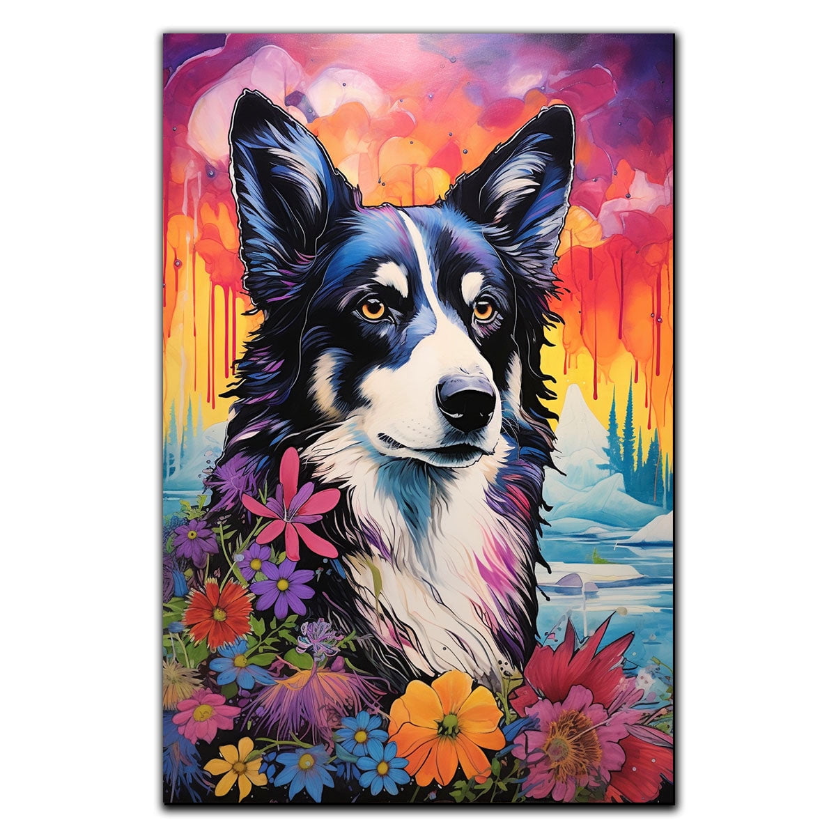 Border Collie Dog Watercolor Art Print Canvas, Watercolor Paper for ...