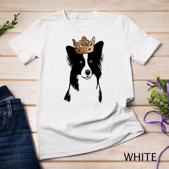 Border Collie Dog Wearing Crown Unisex S-5XL T-Shirt Birthday Gifts ...