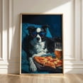 Border Collie Funny Dog with Pizza and Beer Sunglasses Impasto Man Cave ...