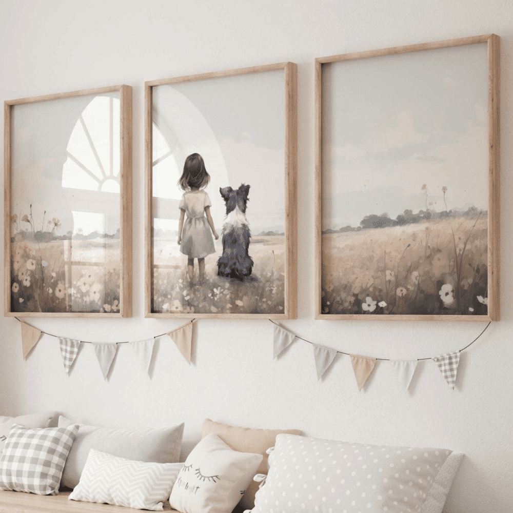 Border Collie Girl Dog Nursery Girls Room Animal Poster Prints , Poster ...
