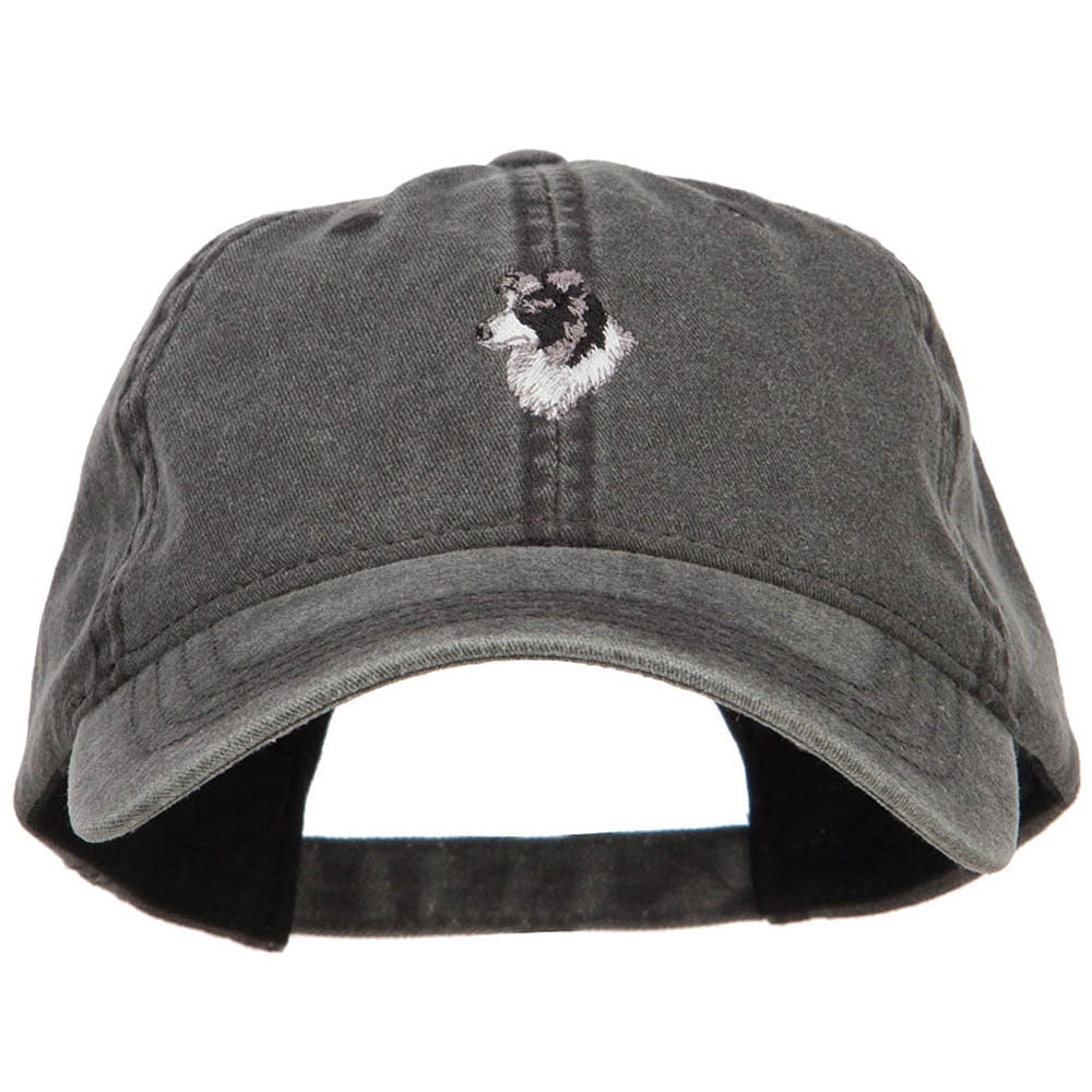 Border Collie Head Embroidered Washed Cap - Black OSFM - Walmart.com