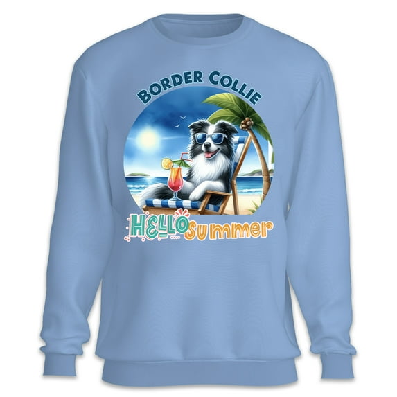 Border Collie Hello Summer Beach Theme with Sunglasses and Tropical ...