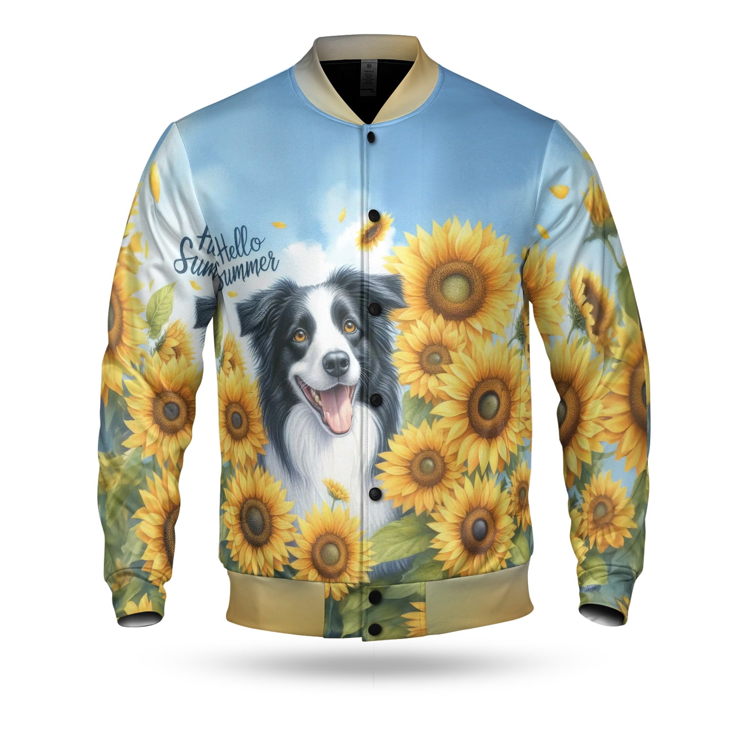 Border Collie Hello Summer Sunshine Sunflowers Spring Retro Vintage All ...