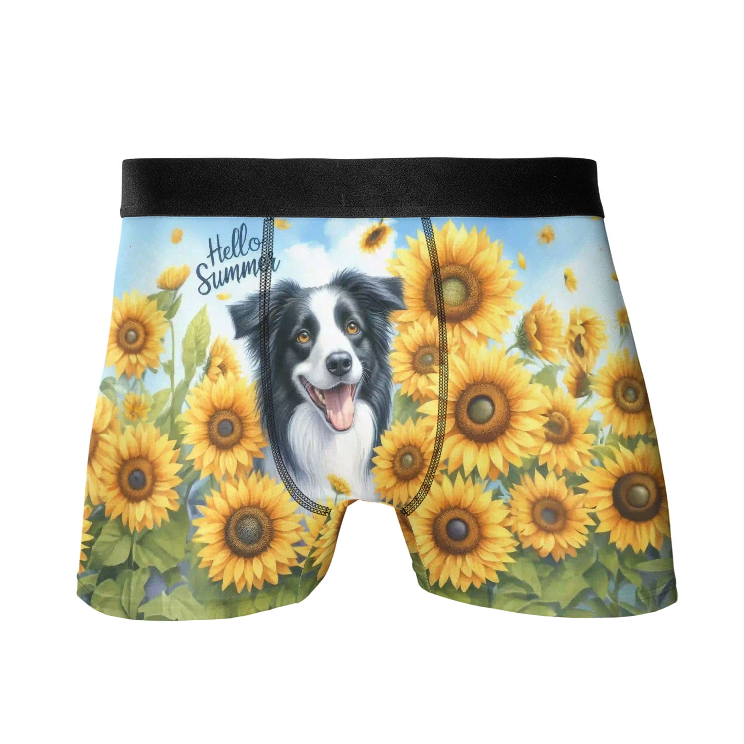 Border Collie Hello Summer Sunshine Sunflowers Spring Retro Vintage All ...