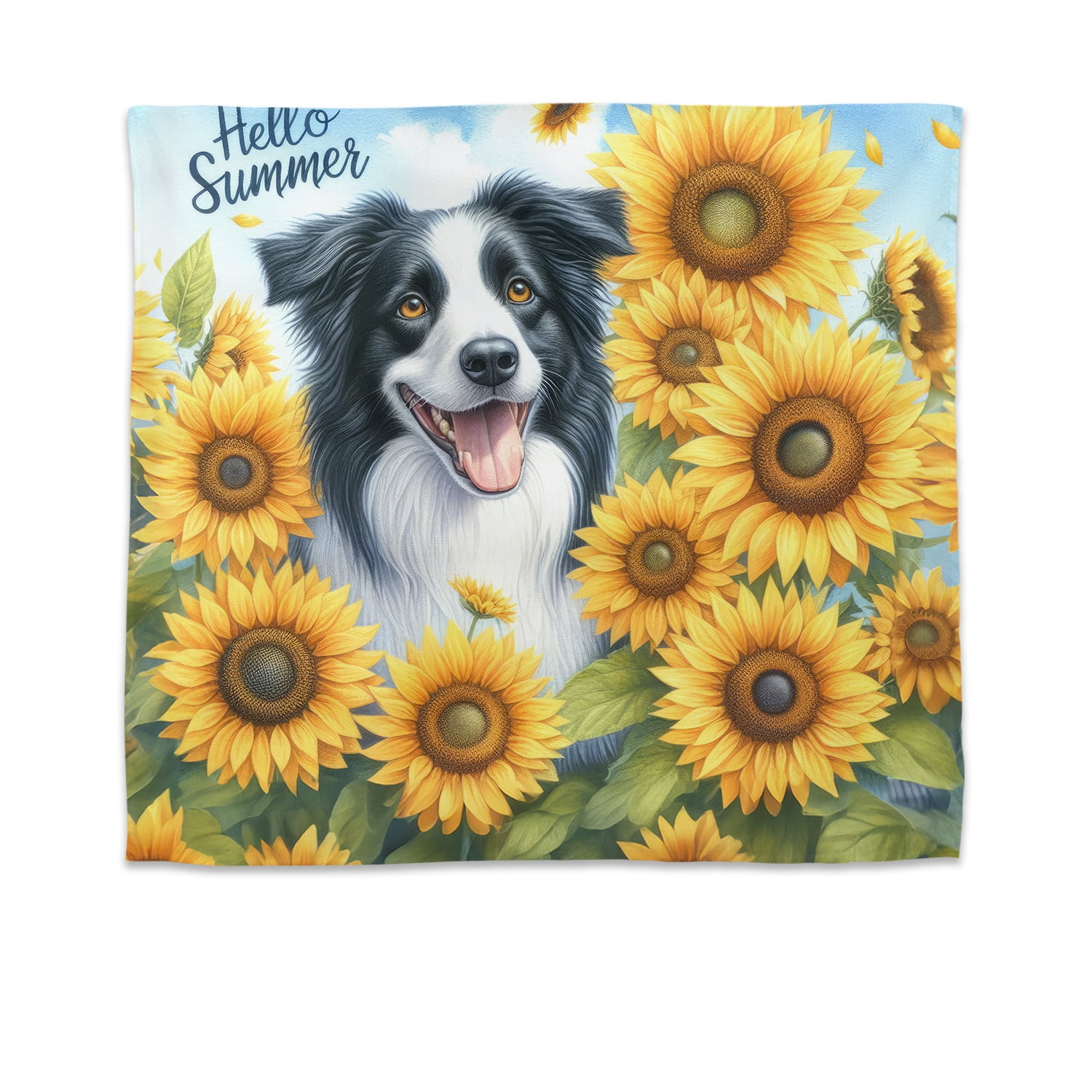 Border Collie Hello Summer Sunshine Sunflowers Spring Retro Vintage ...