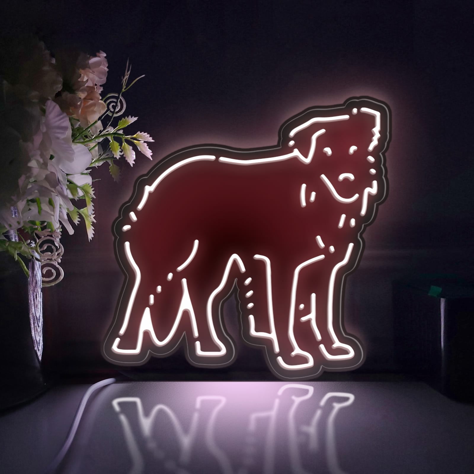 Border Collie Led Light Box, Dimmable Neon-Like Light Signs USB Power ...