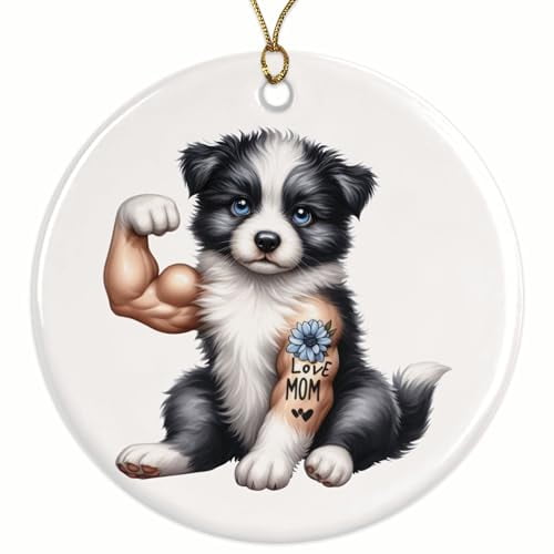 Border Collie Love Mom Tattoo Christmas Ornament - Border Collie Mom ...