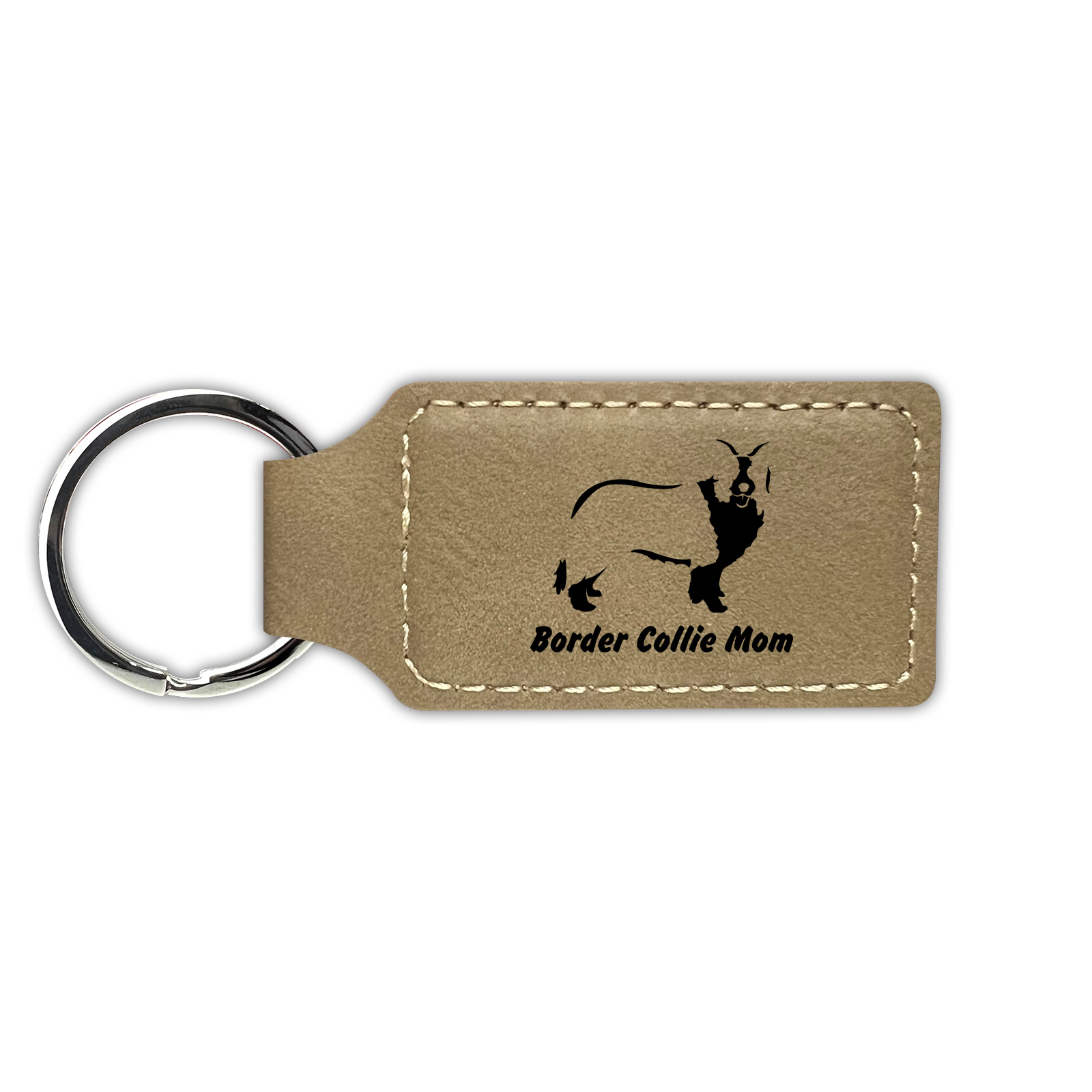 Border Collie Mom Keychain Leatherette Rectangle - Laser Engraved ...