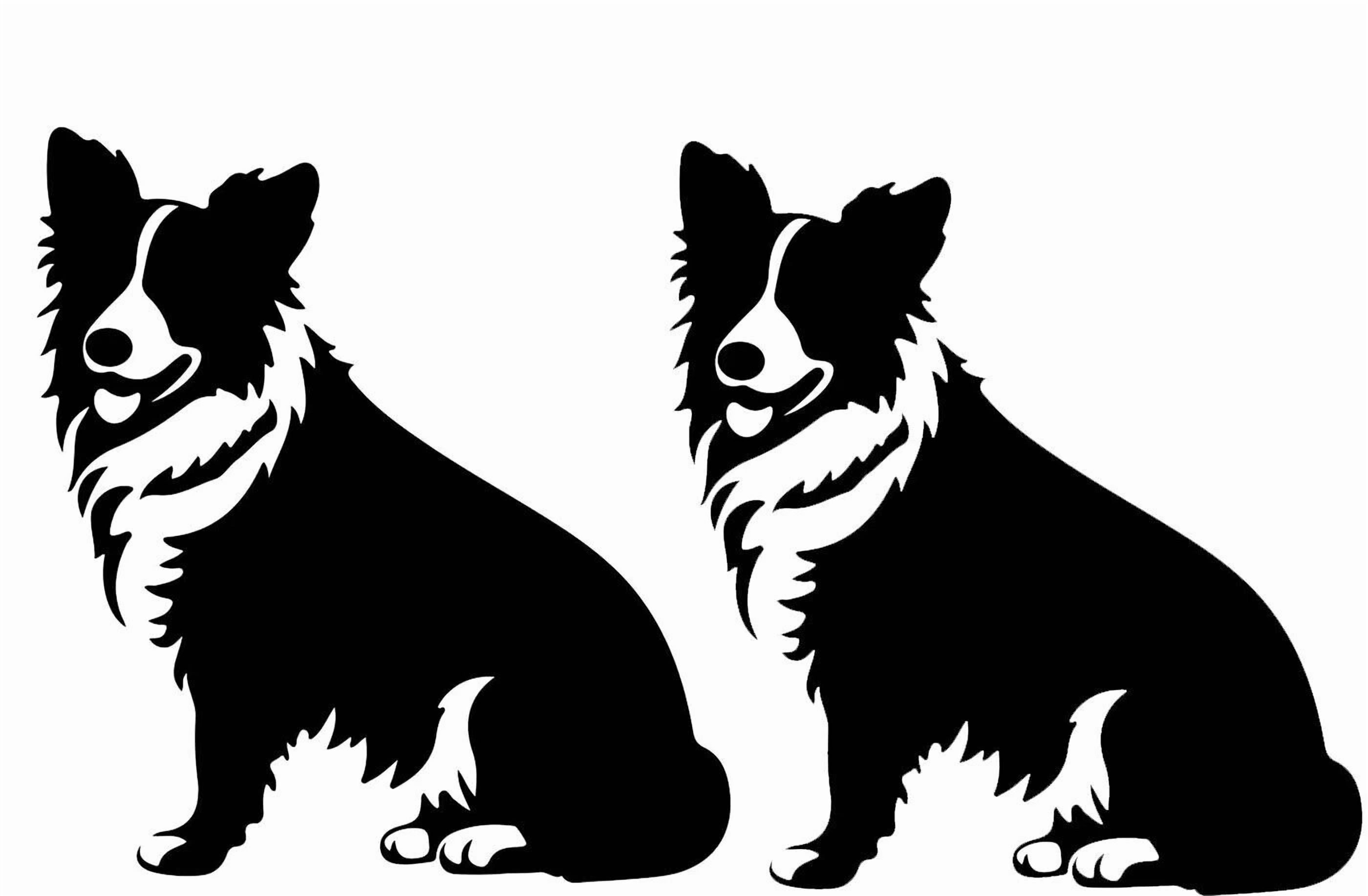 Border Collie Pack Two Black Vinyl Decals Car Windows Laptop Tablet ...