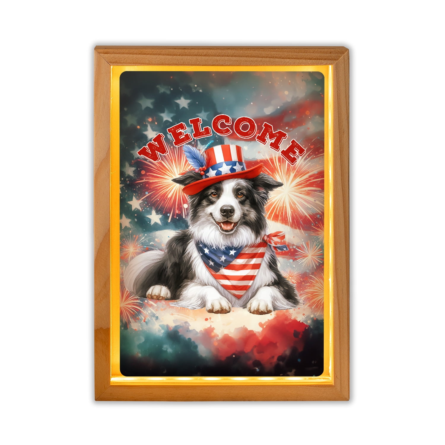Border Collie Patriotic Welcome for 4Th of July Independence Day ...