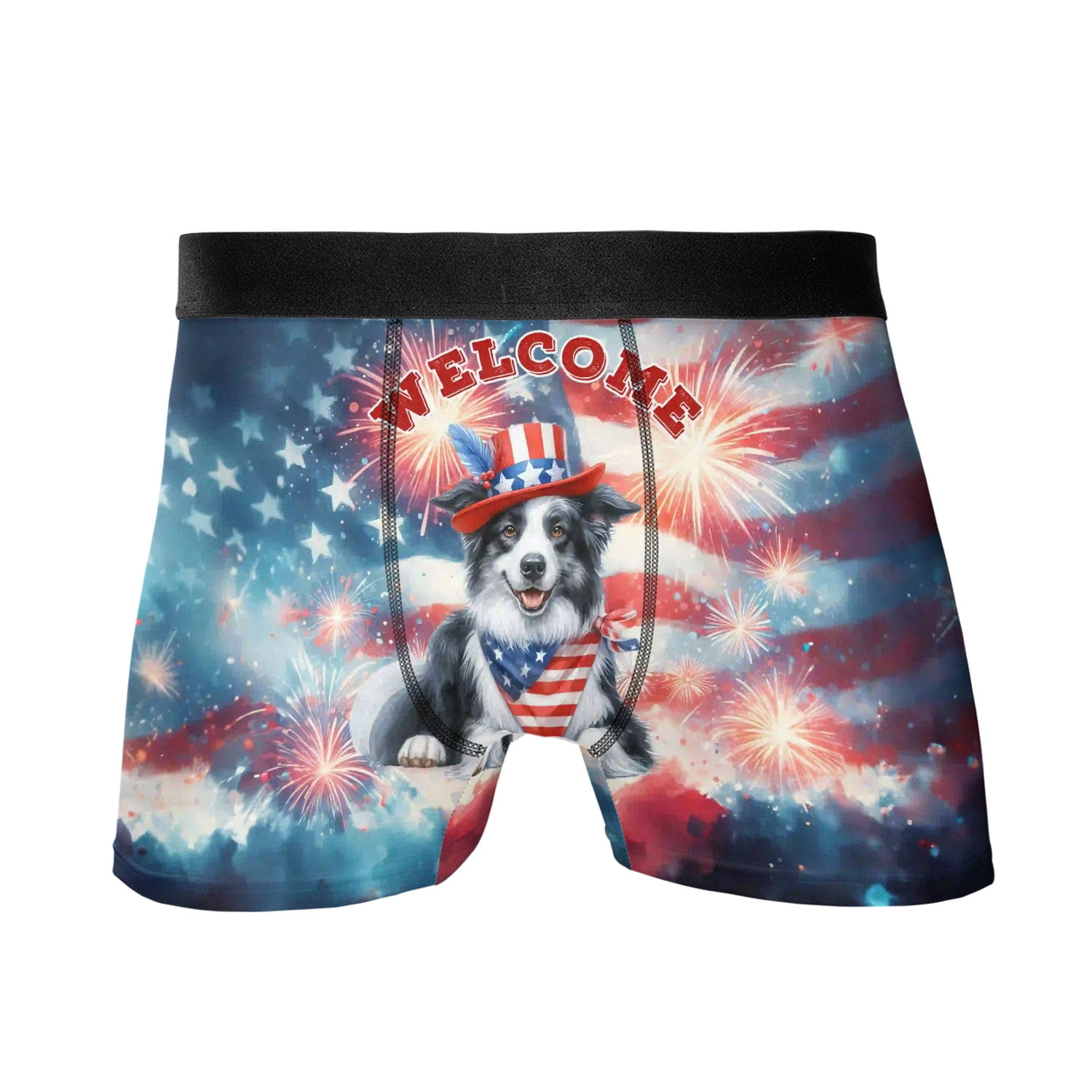 Border Collie Patriotic Welcome for 4Th of July Independence Day All ...