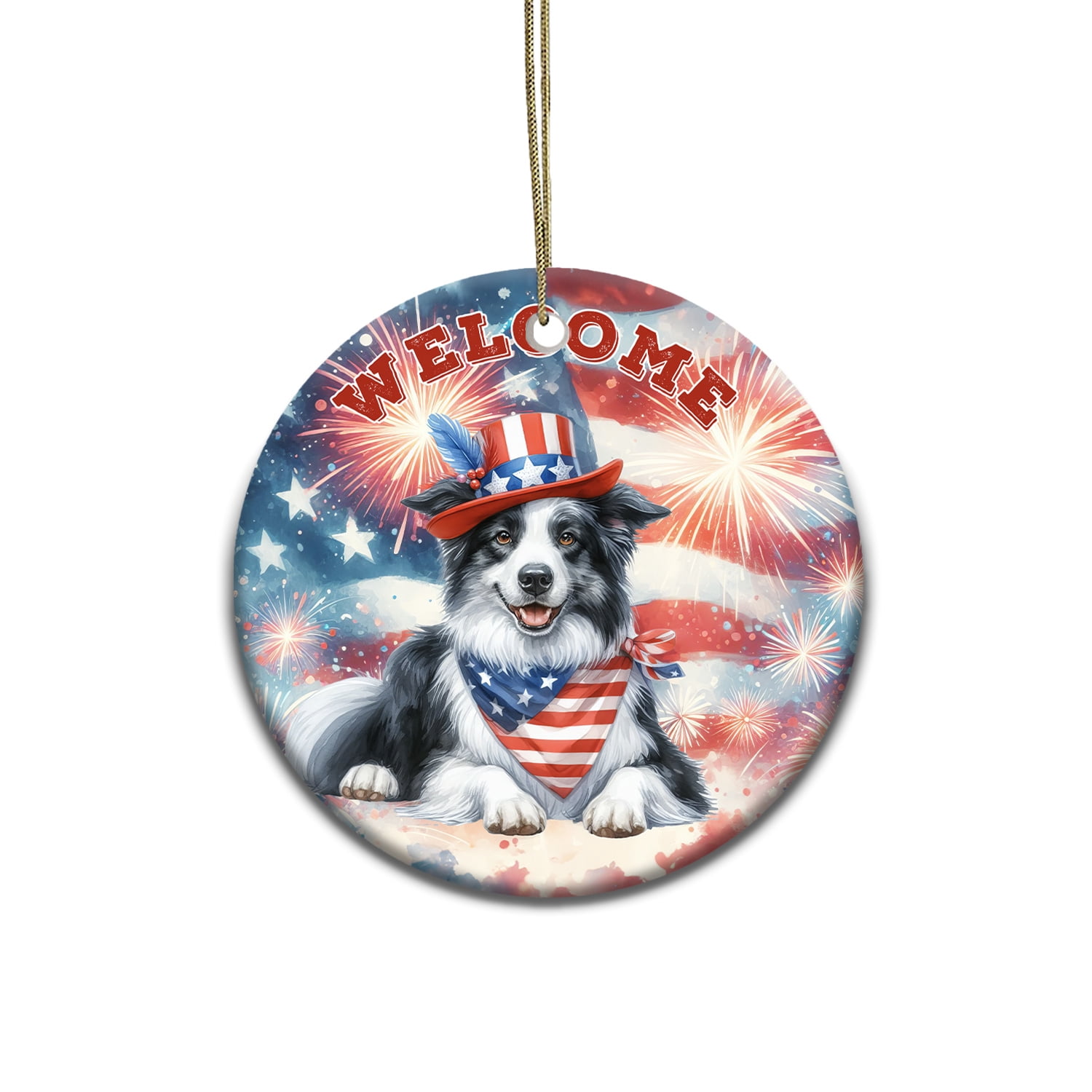Border Collie Patriotic Welcome for 4Th of July Independence Day ...