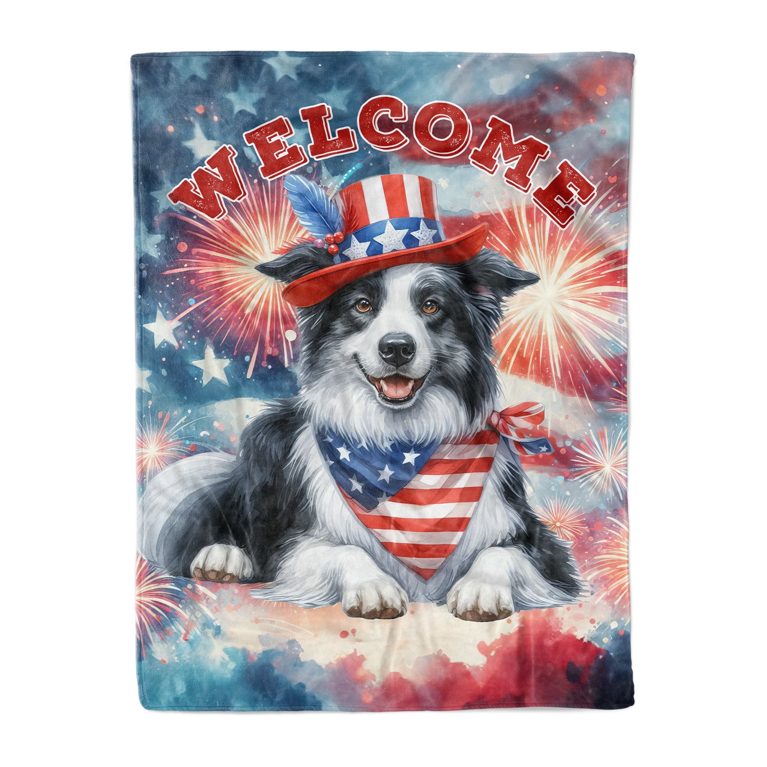 Border Collie Patriotic Welcome for 4Th of July Independence Day Cozy ...