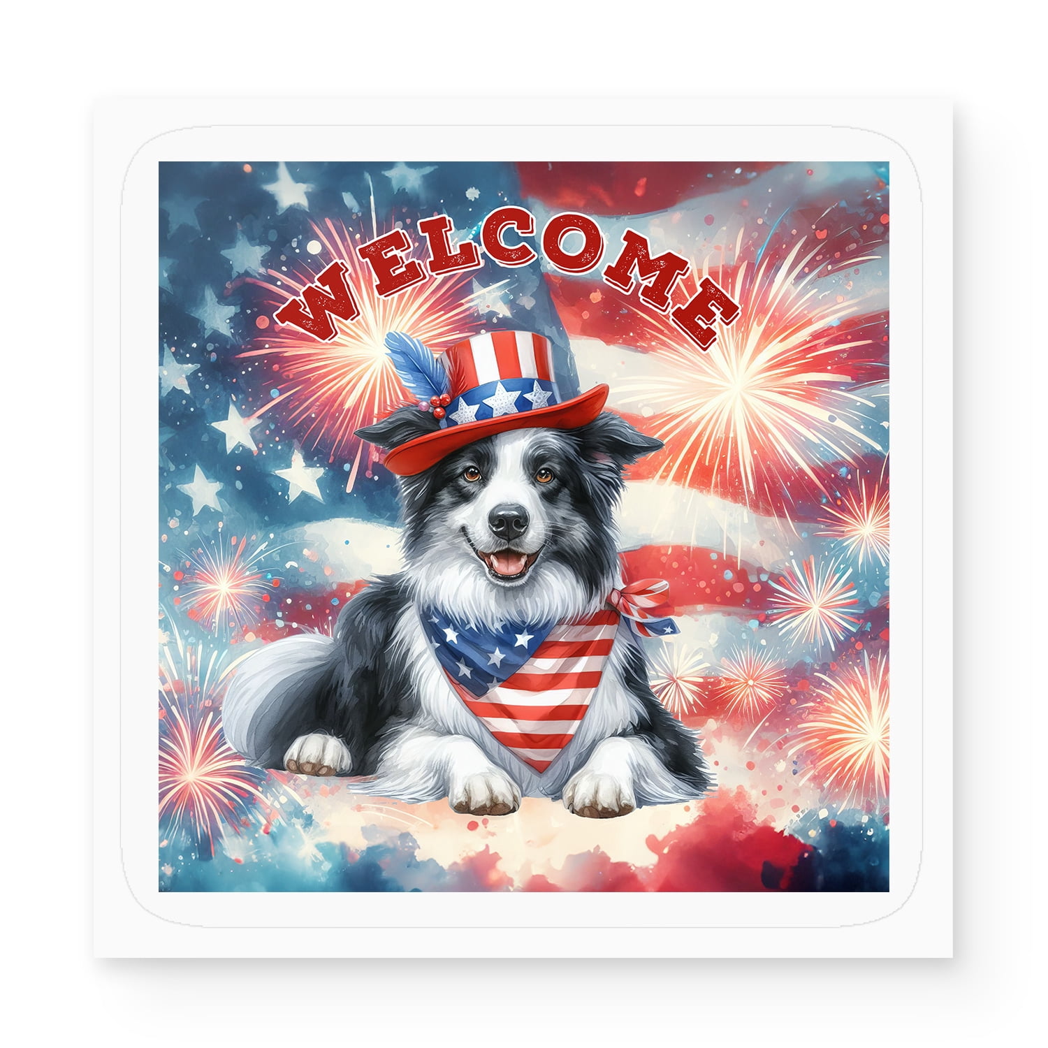 Border Collie Patriotic Welcome for 4Th of July Independence Day Vinyl ...