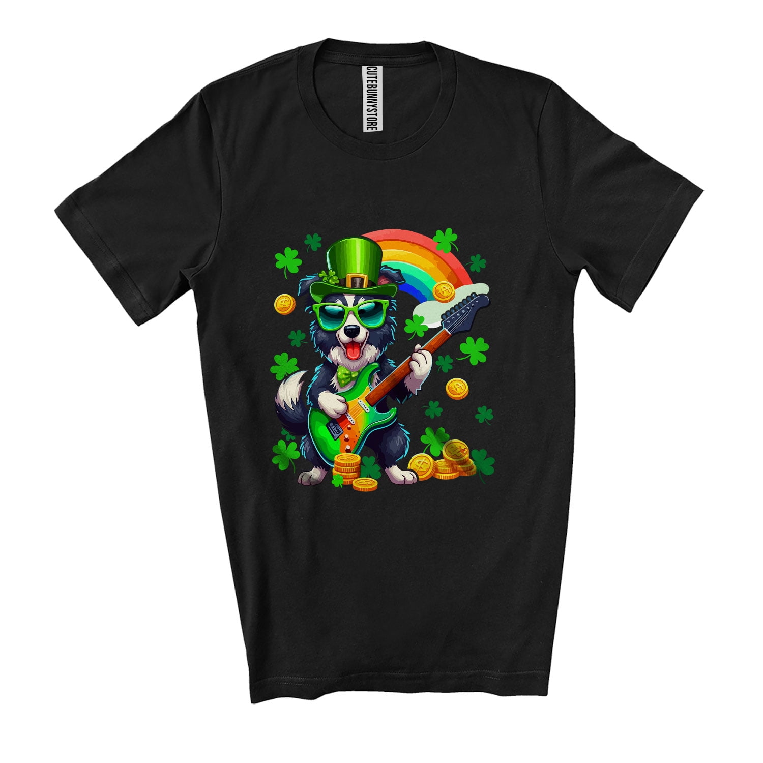 Border Collie Playing Guitar; St. Patrick's Day Rainbow; Music ...