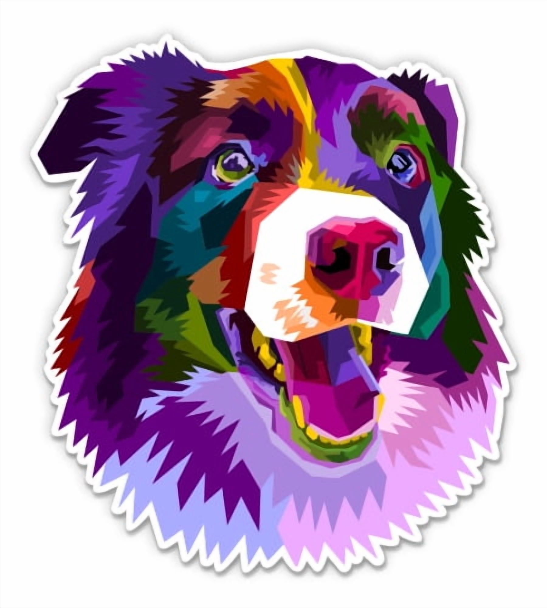 Border Collie Pop Art Style - 3" Vinyl Sticker - For Car Laptop Water ...