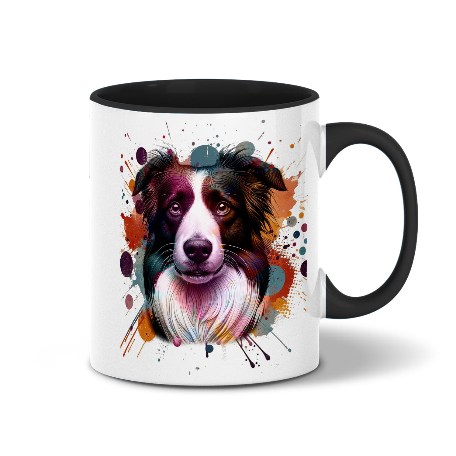 Border Collie Portrait Watercolor Vintage Retro Styles 11oz Accent Two ...