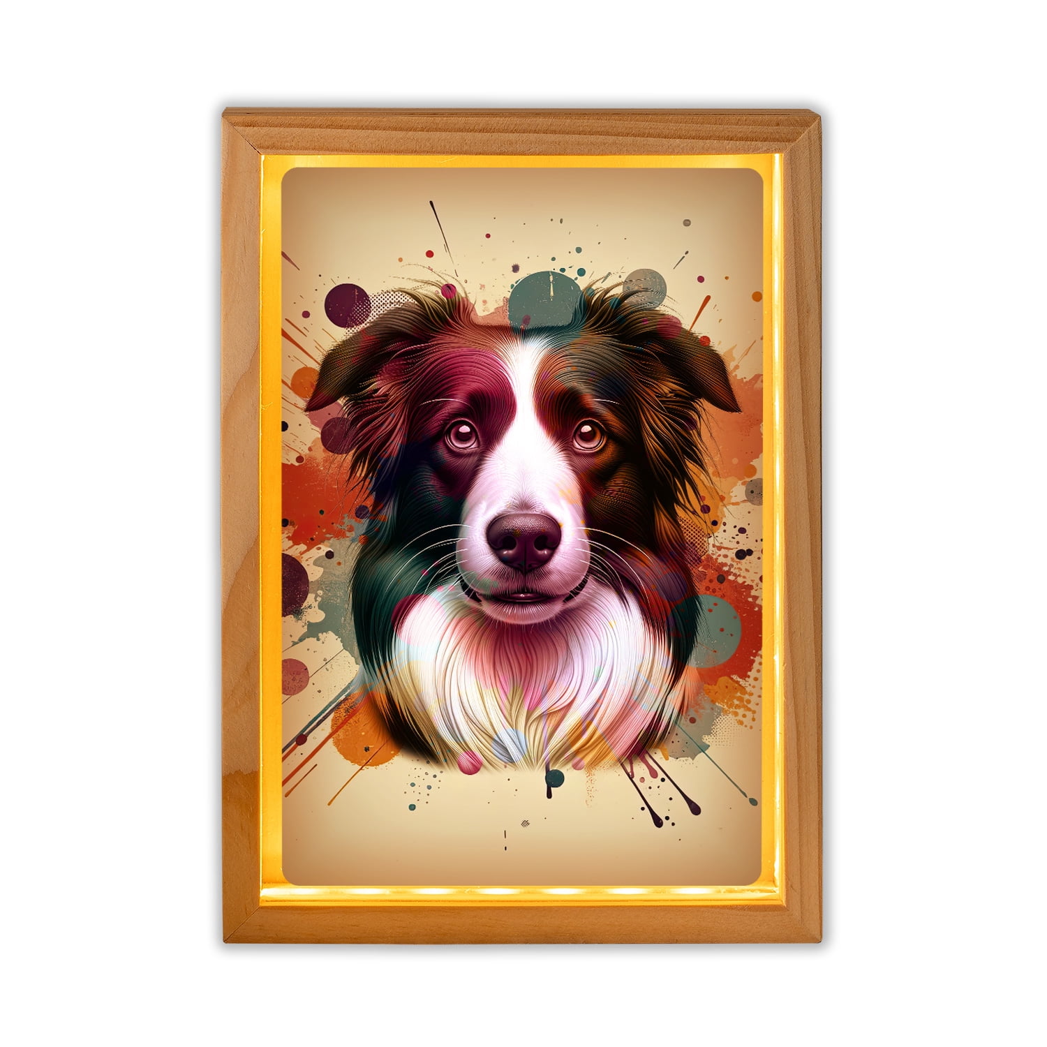 Border Collie Portrait Watercolor Vintage Retro Styles Acrylic Plaque ...