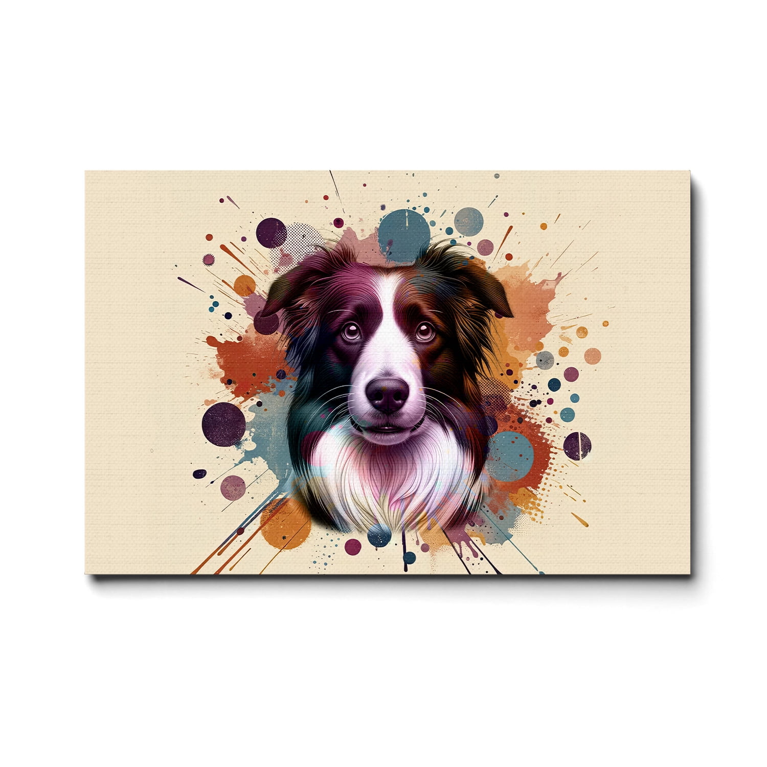 Border Collie Portrait Watercolor Vintage Retro Styles Horizontal Matte ...