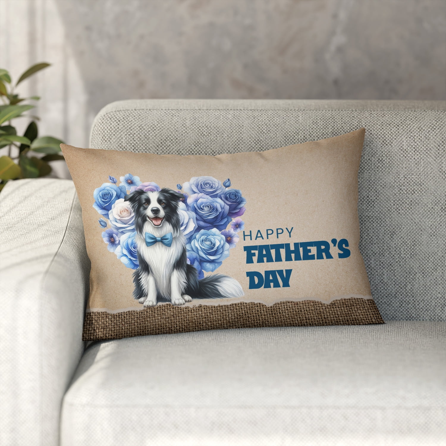 Border Collie Proud Dad Happy Father's Day Pillowcase Double Sided ...