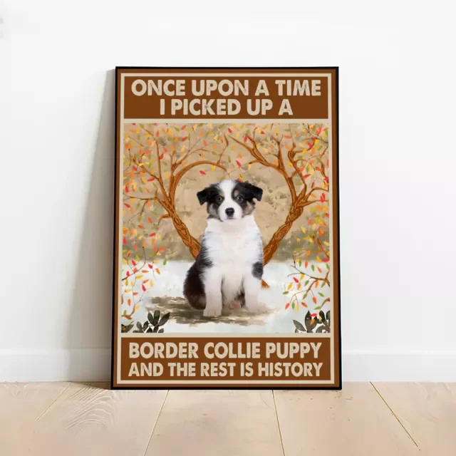 Border Collie Puppy Once Upon A Time Poster Print Vintage NO FRAMED ...