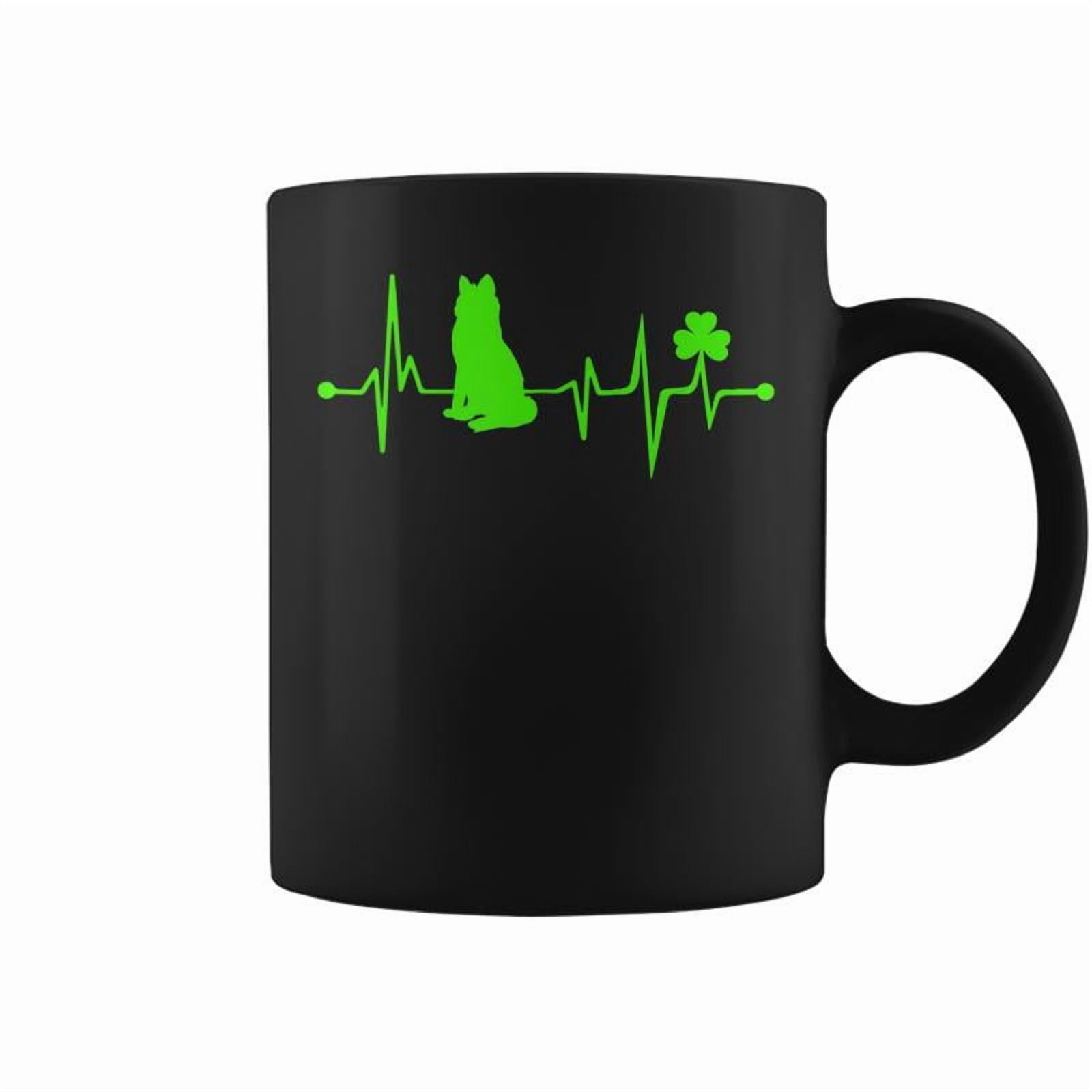 Border Collie Shamrock Heartbeat St Patricks Day Dog Lover Coffee Mugs ...