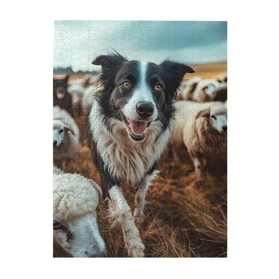 Border Collie Sheepdog Flock(1) 1000-Piece Wooden Jigsaw Puzzle for Adults, Fun & Challenging ...