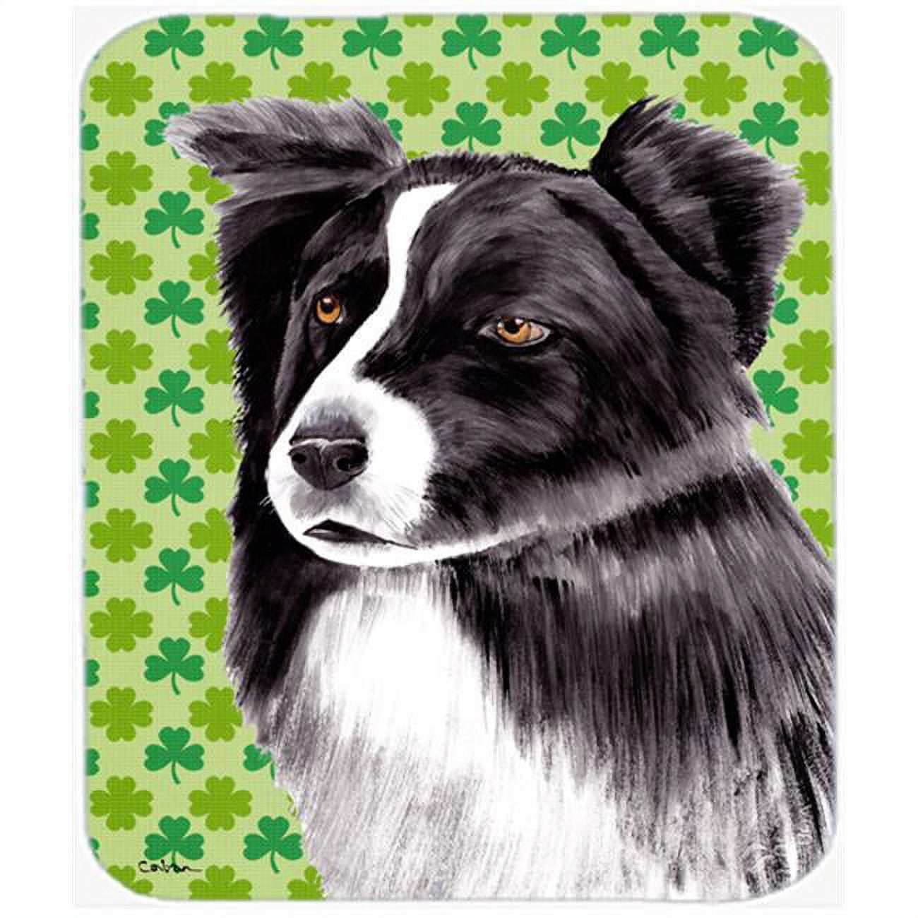 Border Collie St. Patricks Day Shamrock Portrait Mouse Pad, Hot Pad or ...