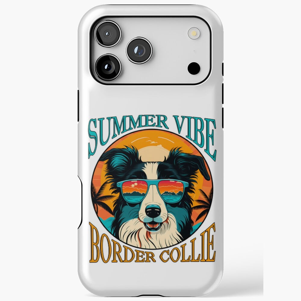 Border Collie Summer Vibe Dog Art Phone Case for iPhone 11 through 17 ...