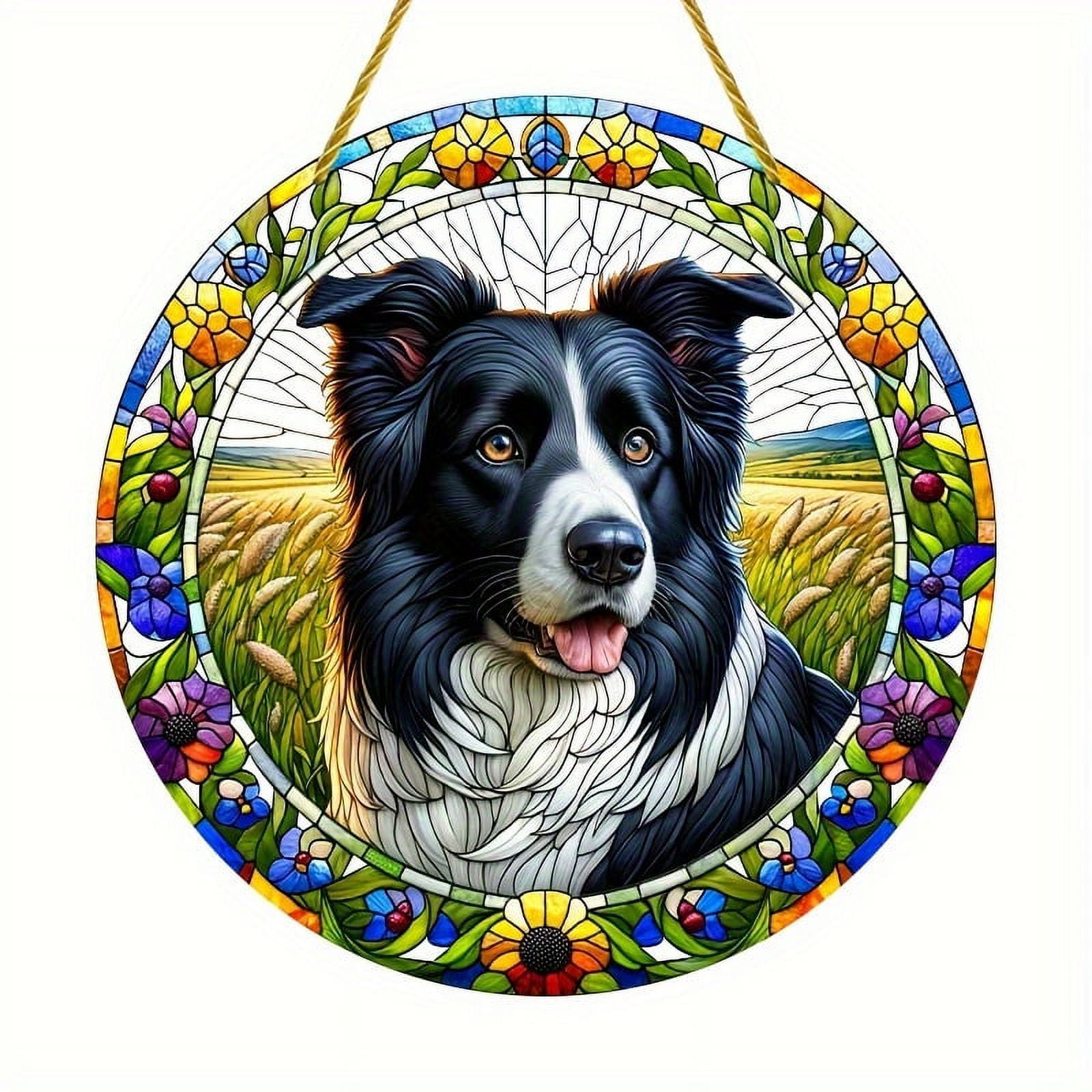 Border Collie Sun Catcher Decorative Sign - Glam Style Acrylic Wall ...