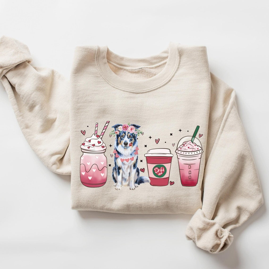 Border Collie Valentine Day Sweatshirt, Coffee Border Collie Sweater ...