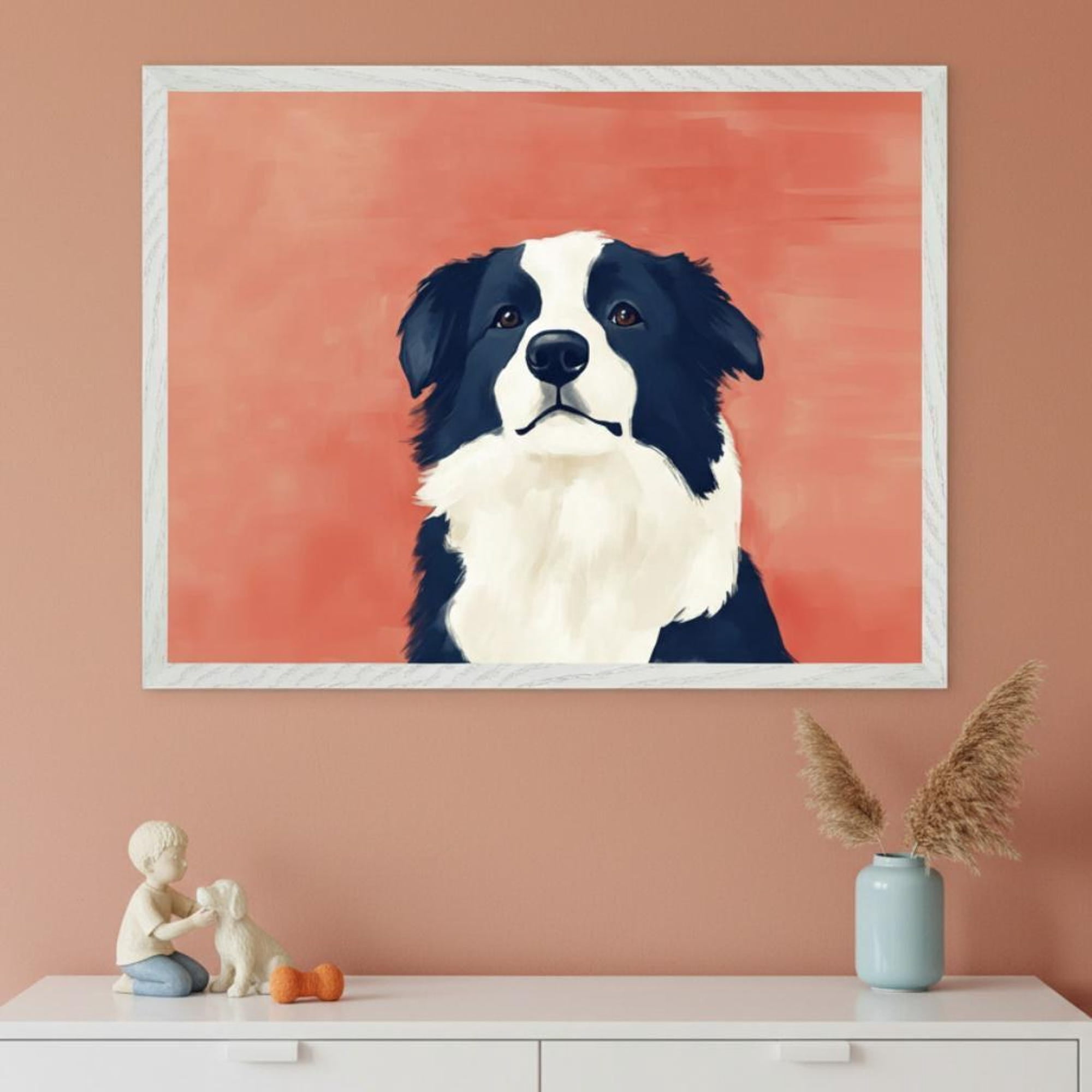 Border Collie Wall Art Dog Lover Gift Modern Pet Portrait Herding Dog ...