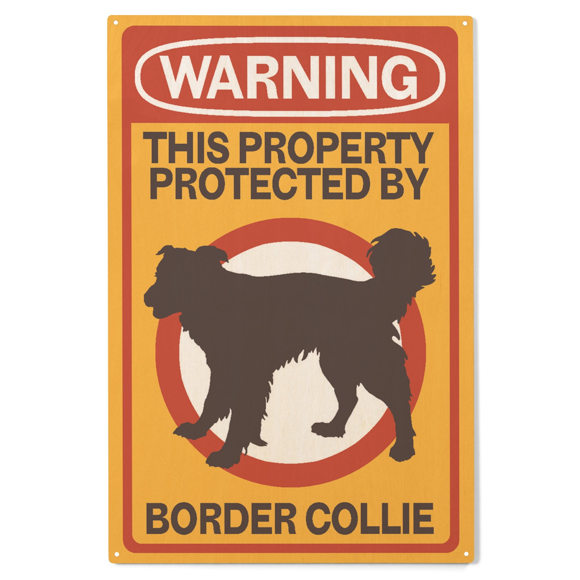 Border Collie, Warning Birch Wood Wall Sign (10x15 Rustic Home Decor ...