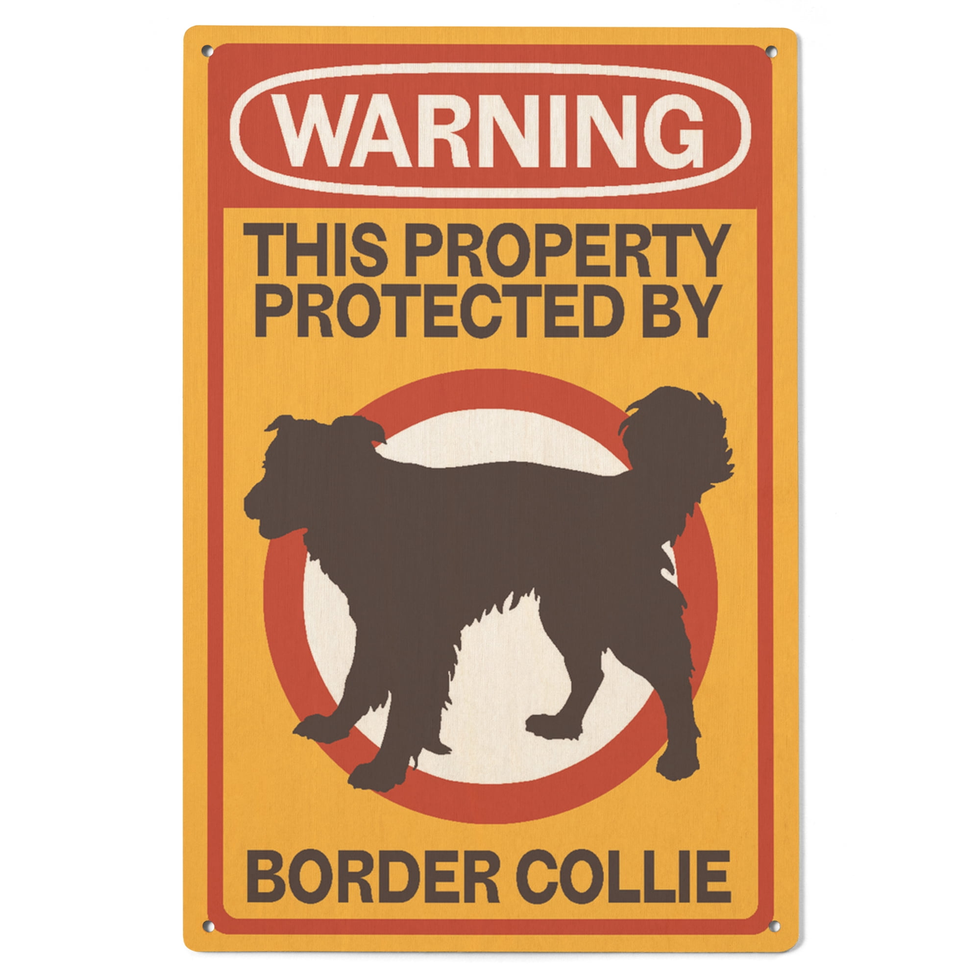 Border Collie, Warning Birch Wood Wall Sign (6x9 Rustic Home Decor ...