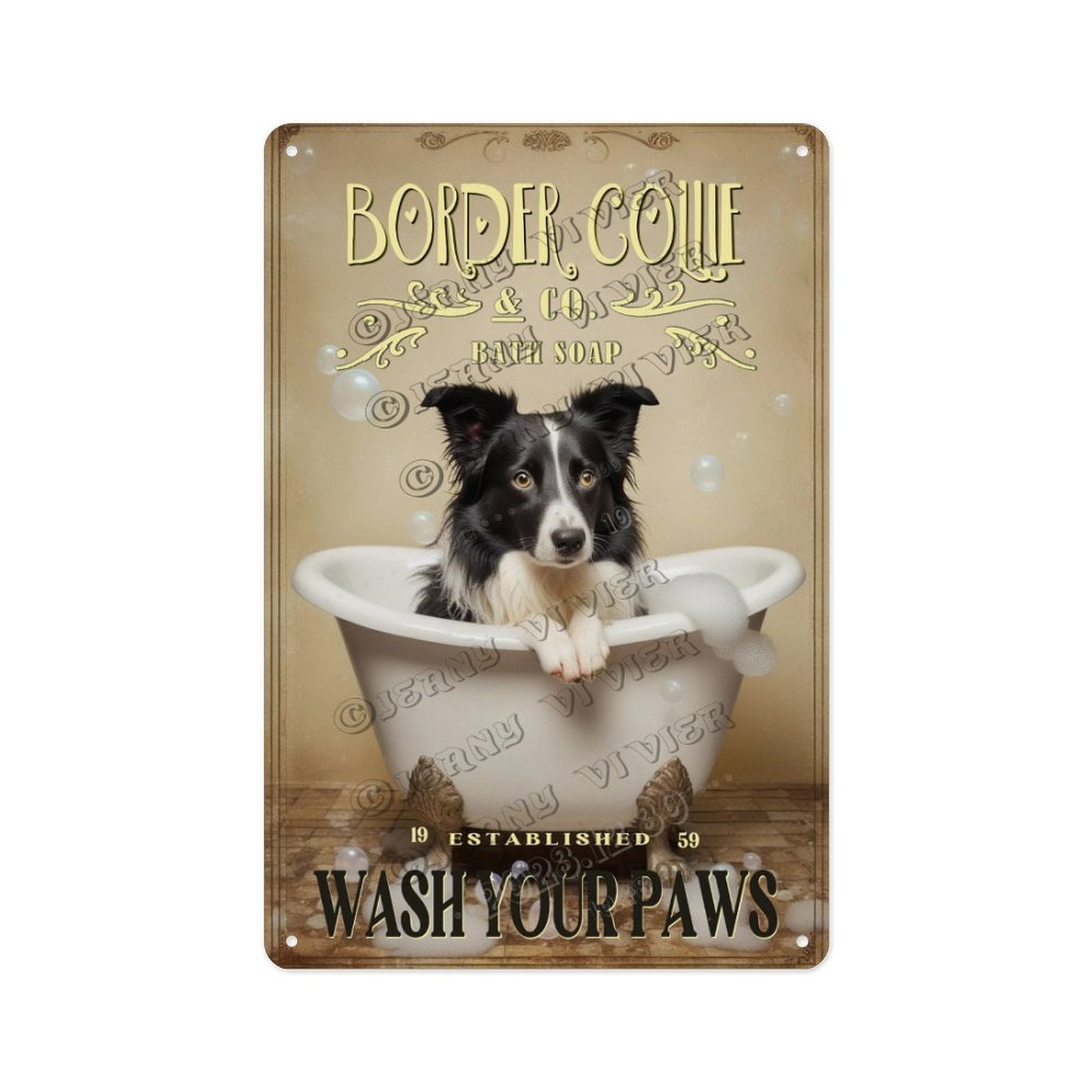 Border Collie Wash Your Paws – Perfect Bathroom Decor for Dog Lovers ...