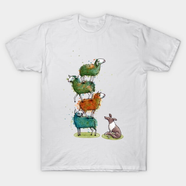 Border Collie Work Sheep Dog Pyramid Herding Team Sport Unisex T-Shirt ...