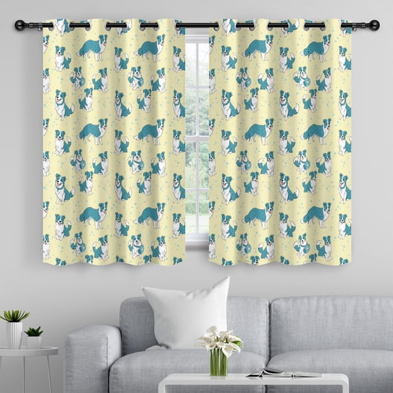 Border Collie and Polka Dot Blackout Curtains,Triple Weaved Fabric ...