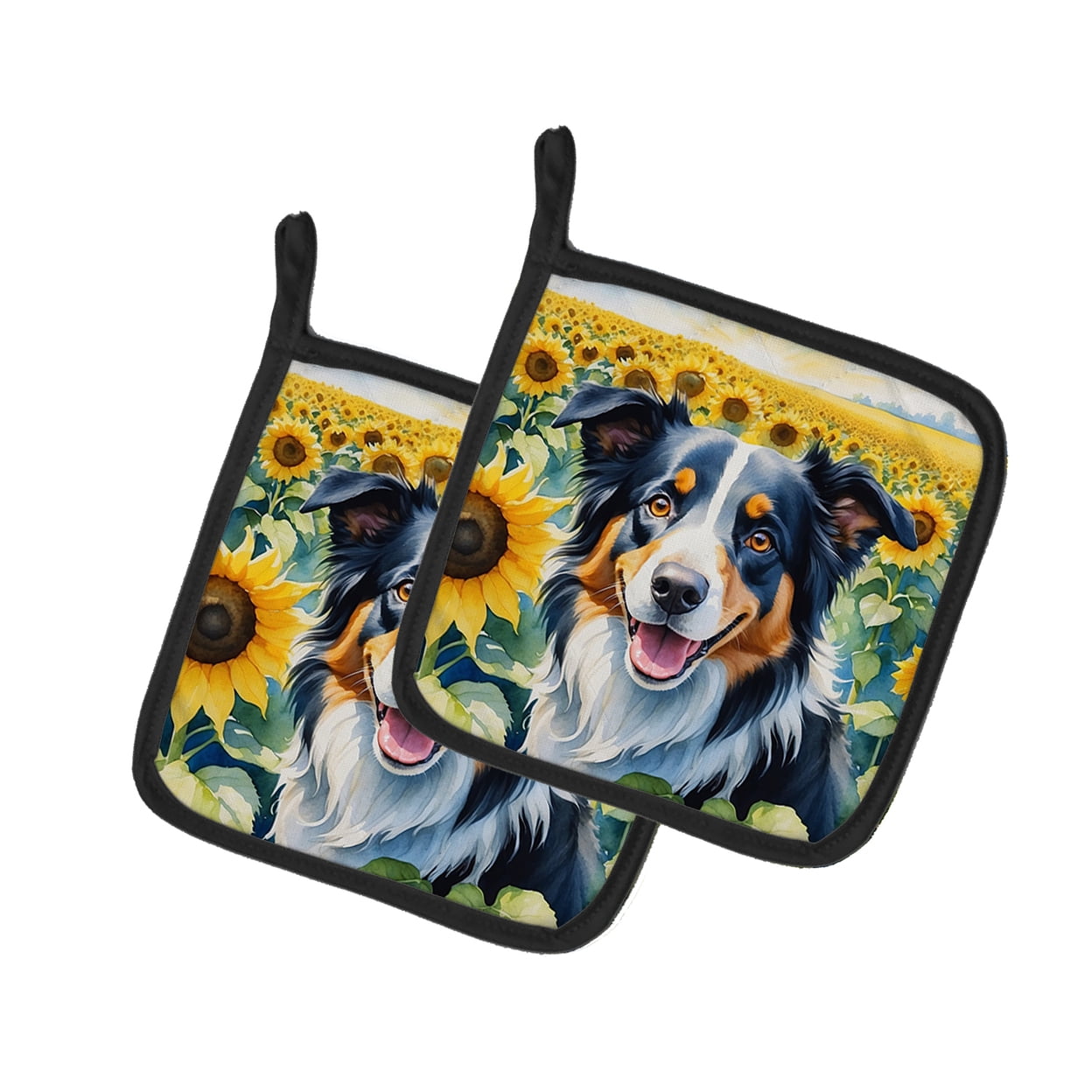 Border Collie in Sunflowers Pair of Pot Holders - Walmart.com