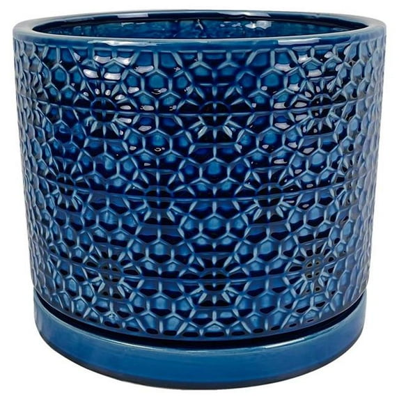 Border Concepts 10 in. D Ceramic Amelia Flower Pot Blue - Walmart.com