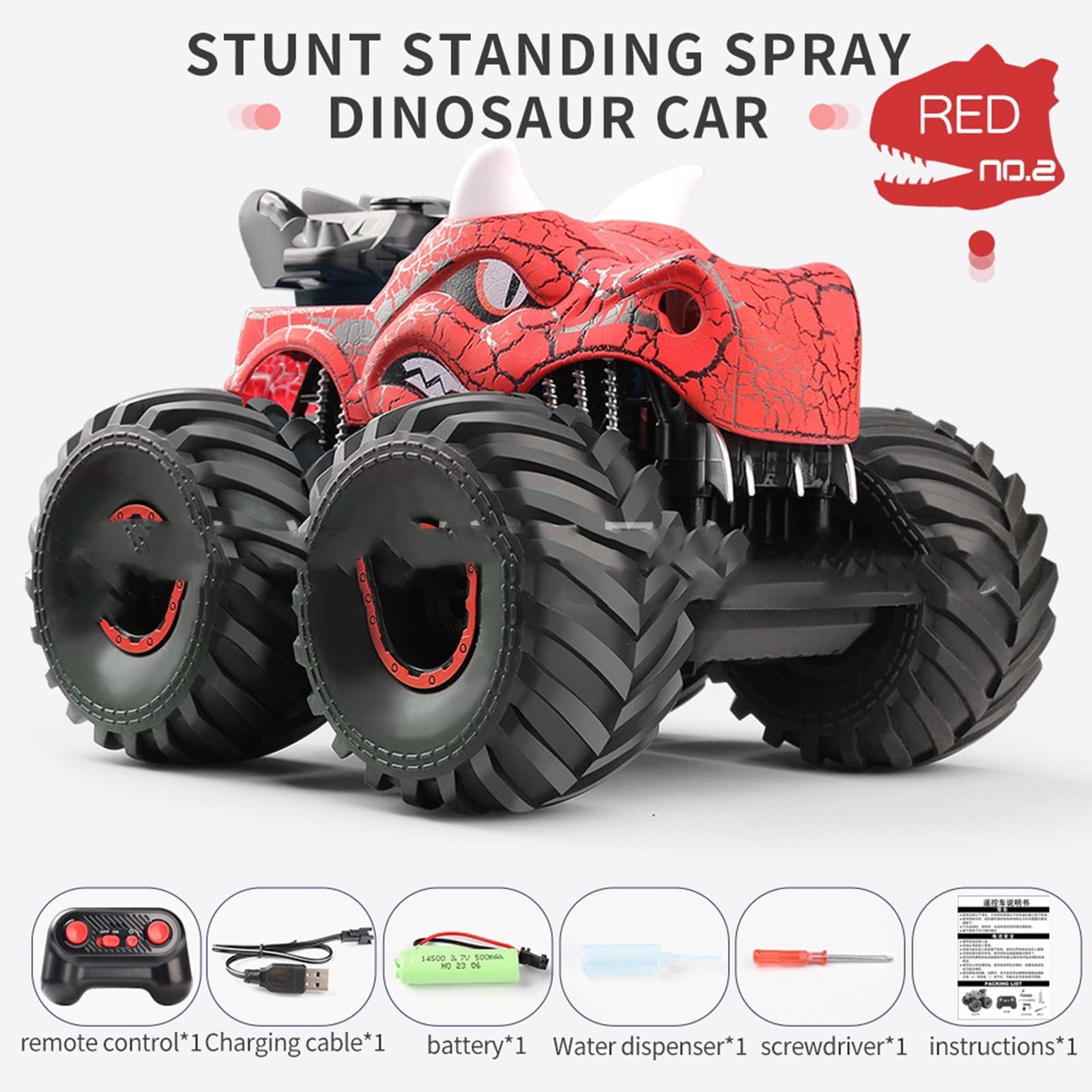 Border Crack Dinosaur Remote Control Vehicle Spray Light Stunt Standing Off Road Vehicle ...