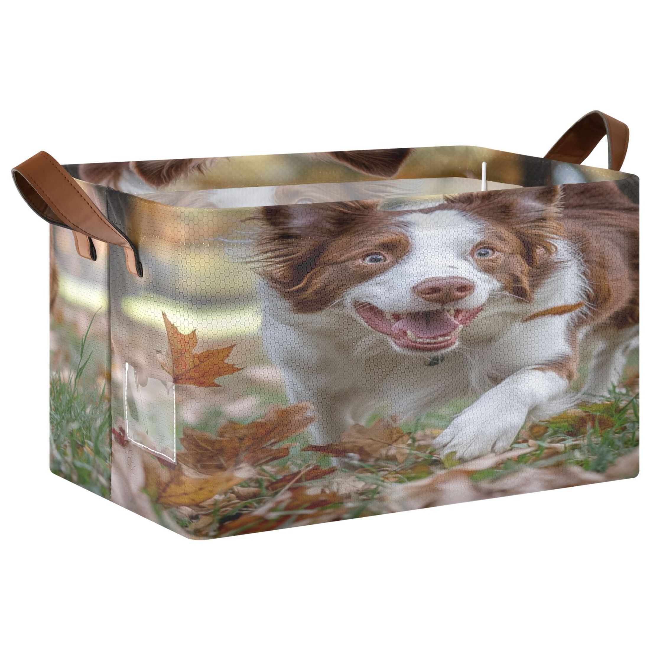 Border Dog Storage Basket Soccer Plaid Fabric Hoard Box Oversized ...