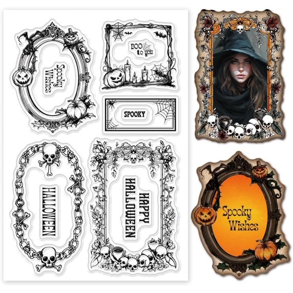 Border Frame Clear Stamps Bat Frame Silicone Clear Stamp Seals Branch ...